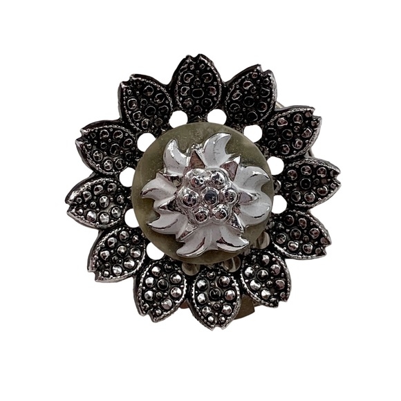 Vintage | Jewelry | Vintage West Germany Silver And White Flower Scarf ...